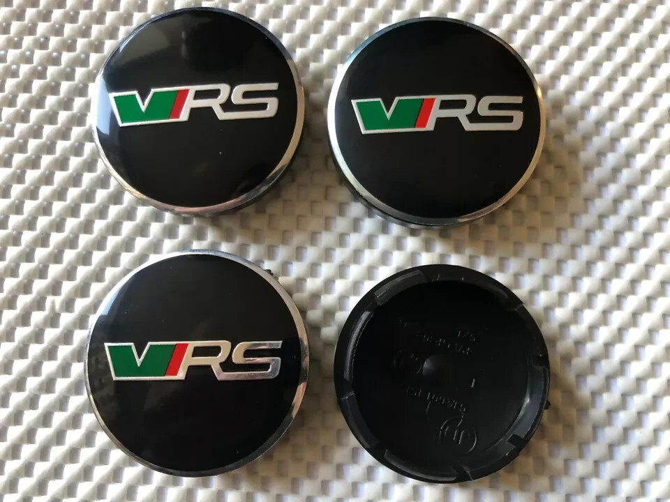 4x VR.S Alloy Wheel Hub Centre Cap Set Of 4 Center Caps Black / Green ...