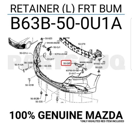 B63B500U1A Genuine Mazda RETAINER (L) FRT BUM B63B-50-0U1A | eBay