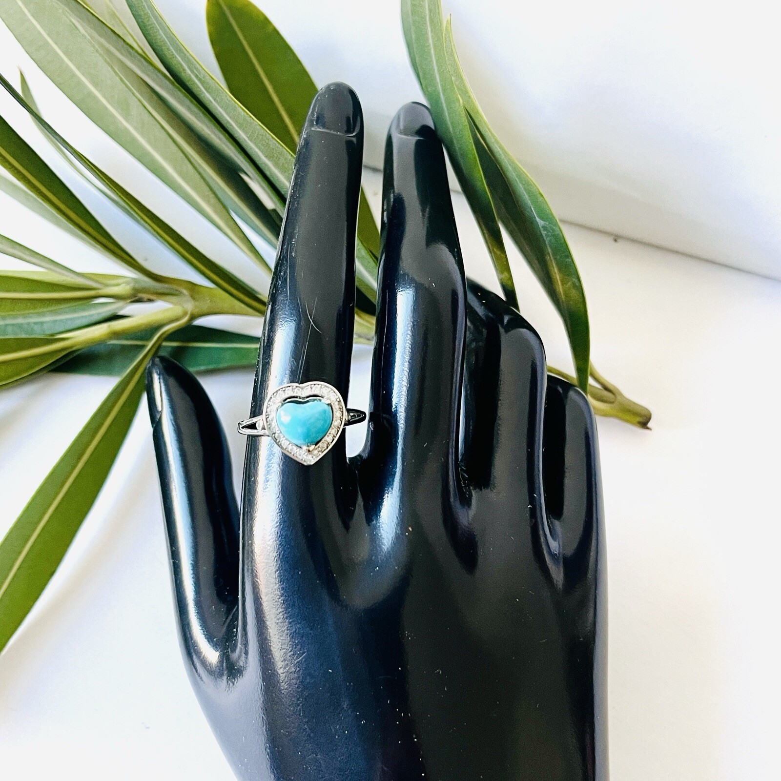 Natural Gemstone Pure Blue Turquoise Heart Ring Handmade Valuable ...