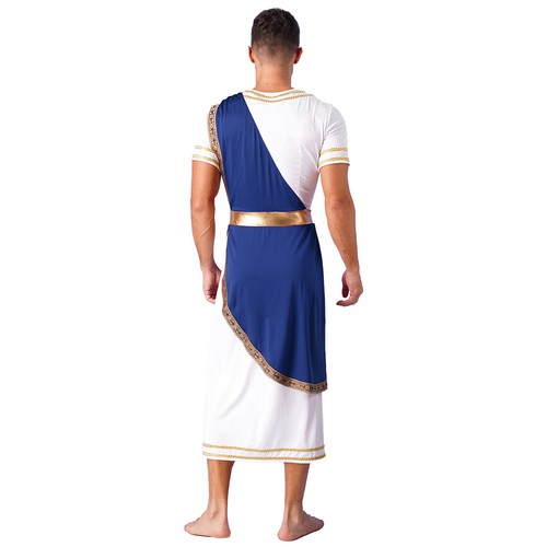 Mens Ancient Greek Toga Short Sleeve Roman Robe Caesar Party Masquerade ...