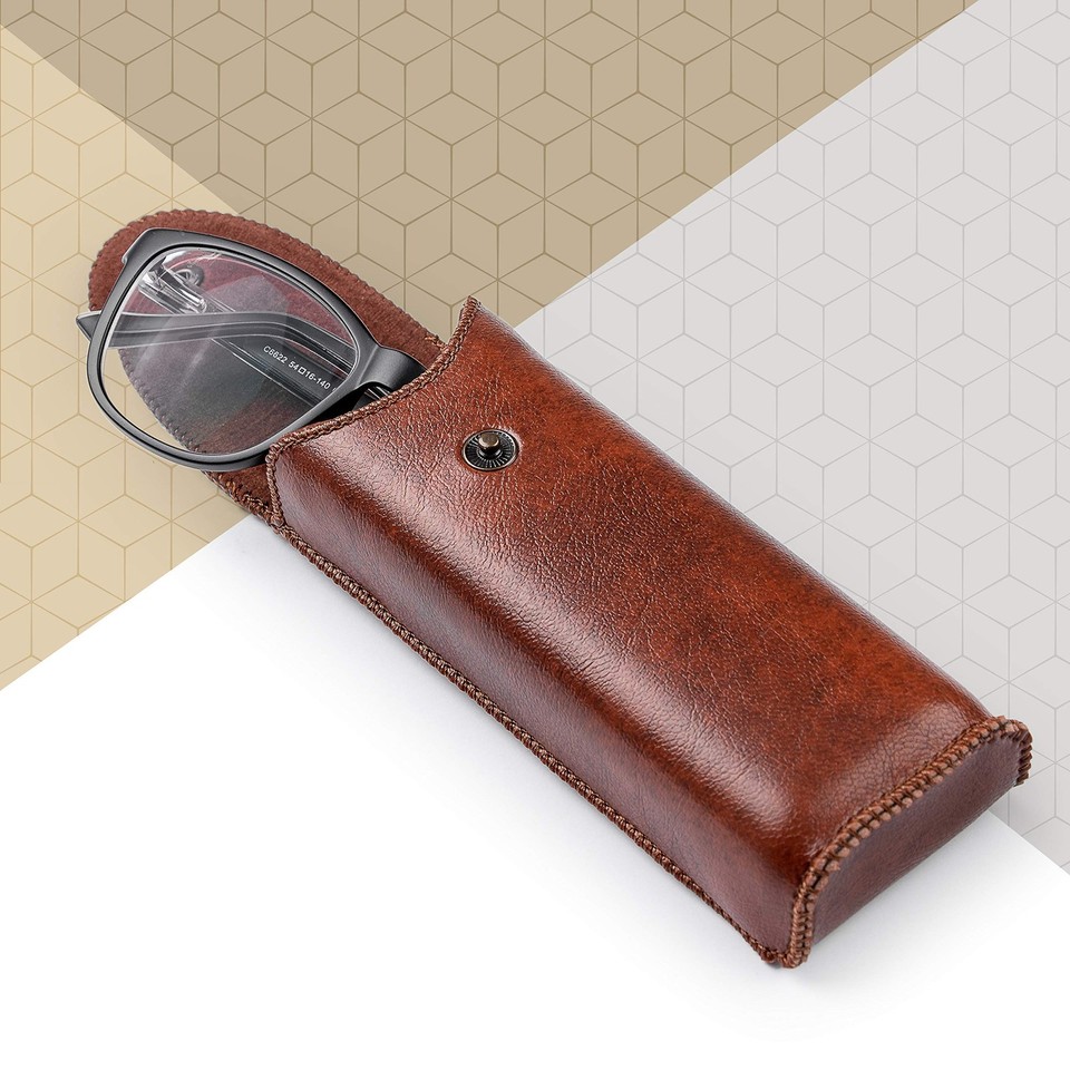 Hard Eyeglass Case With Belt Loop, PU Leather Glasses Case, Eyeglasses ...