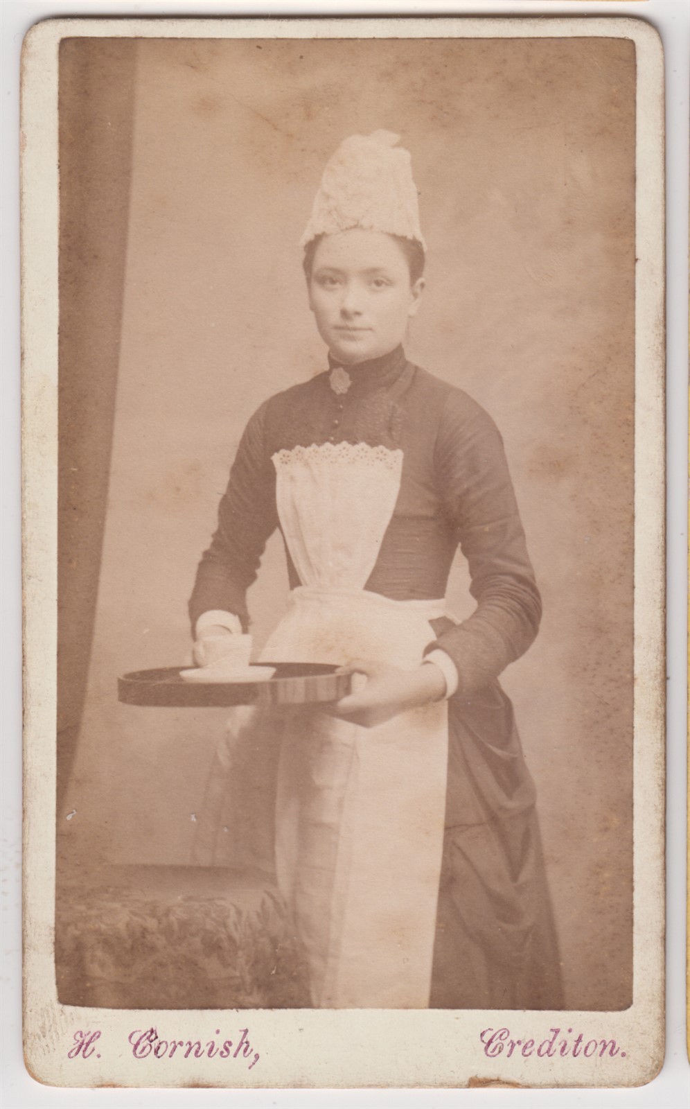 Occupational CDV-a house maid or waitress serving tea by H. Cornish of ...