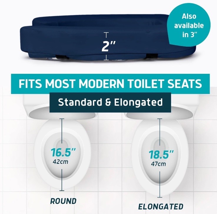 Seat Riser for Seniors Adds 2 inches Universal Fit FIRM Raised Toilet ...