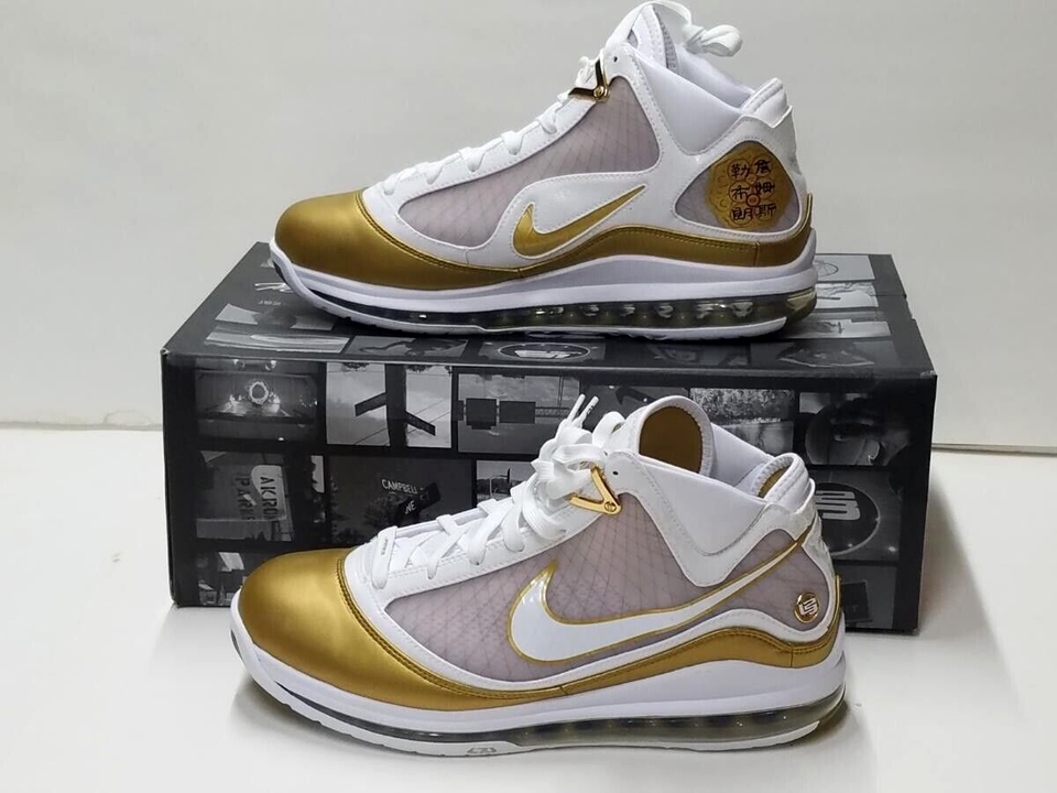 NEW NIKE LEBRON VII GS BASKETBALL SHOES MEN SIZE 11 US WHITE GOLD CHINA ...