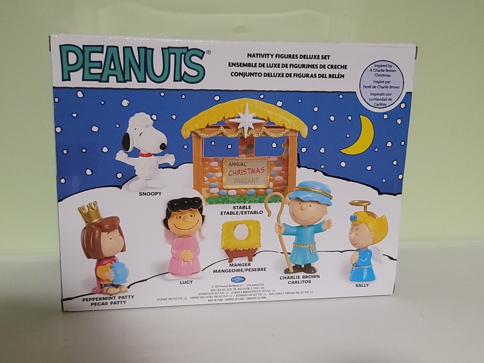 Peanuts Nativity Figures Deluxe Set Snoopy Charlie Brown Christmas New ...
