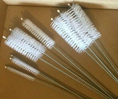 3x Metal Nylon Cleaning Brush Tool Cleaners for Tubes Straws Bottles ...