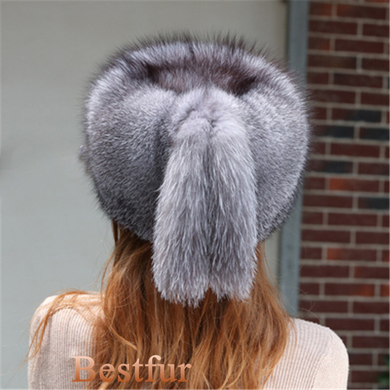 Women's Full Covered Real Fox Fur Hat Russian Ushanka Cossack Hat Warm ...