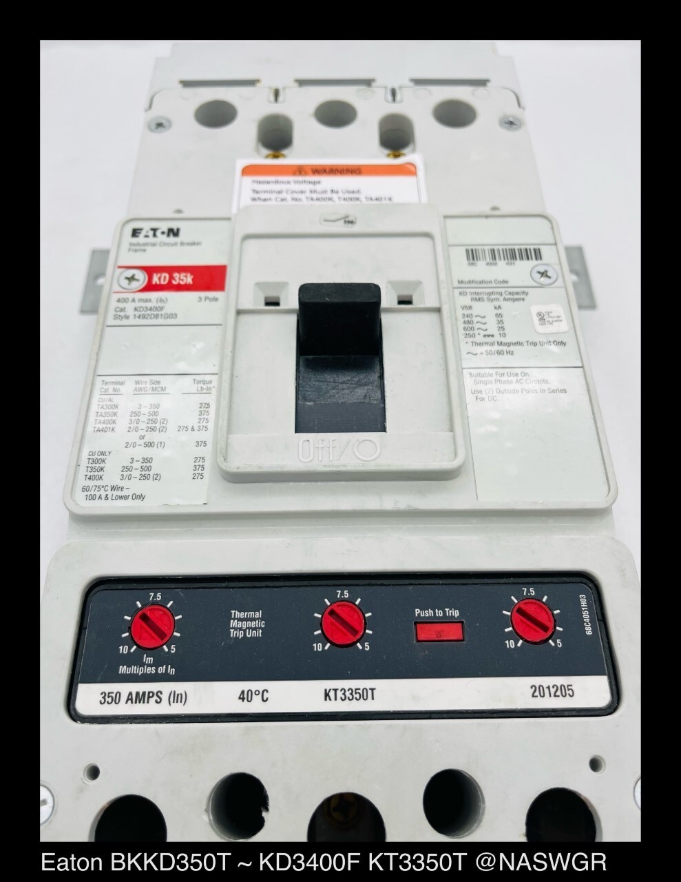 Eaton BKKD350T Pow-R-Stock Main Breaker Kit ~ 350 Amp Surplus ~ Eaton ...