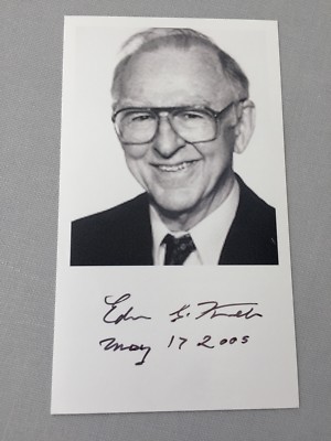 EDWIN G. KREBS †2009 Nobel Prize Medicine 1989 signed photograph 3.2 x ...