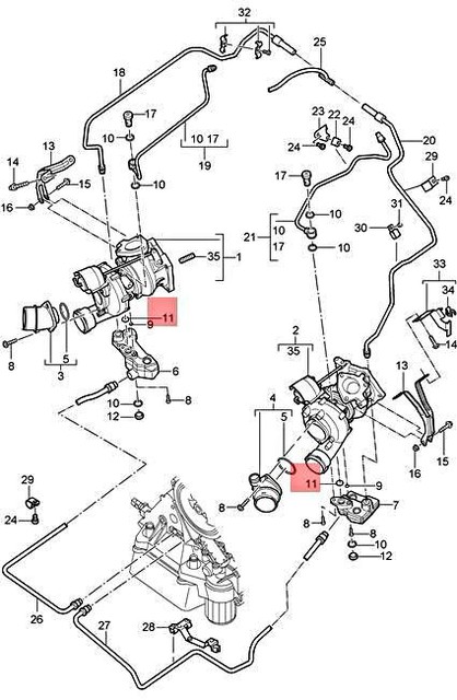 Genuine OEM Porsche 99970738740 Turbocharger Oil Line Gasket Rubber O ...