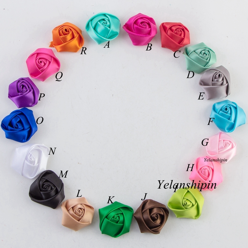 Flat Back Mini Satin Ribbon Rose Flower Rolled Rosettes For DIY ...
