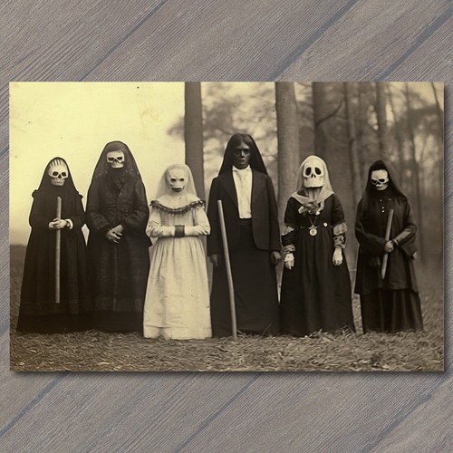4x6" 👻 Weird Creepy Vintage Family Halloween Cult Unusual Mask Woods | eBay