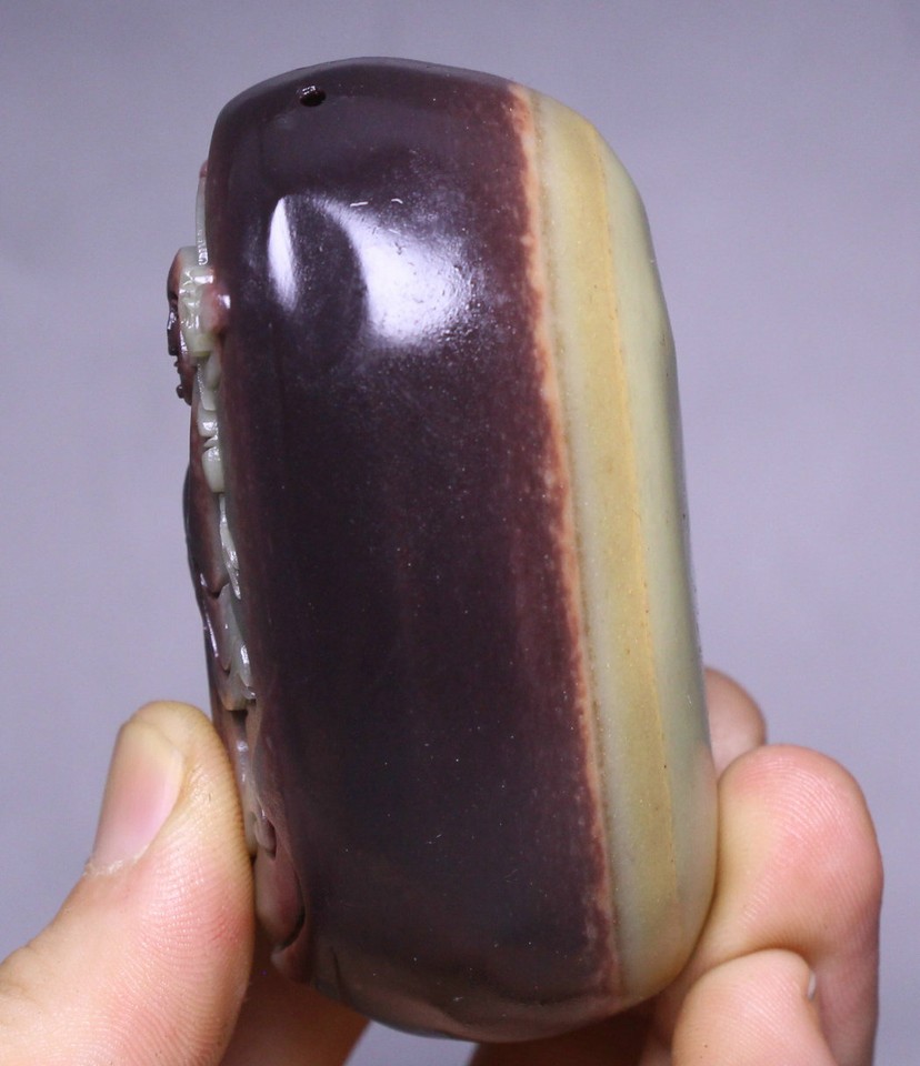 7CM Unique Purple Robe Jade Wishful Happy Laugh Maitreya Buddha Amulet ...