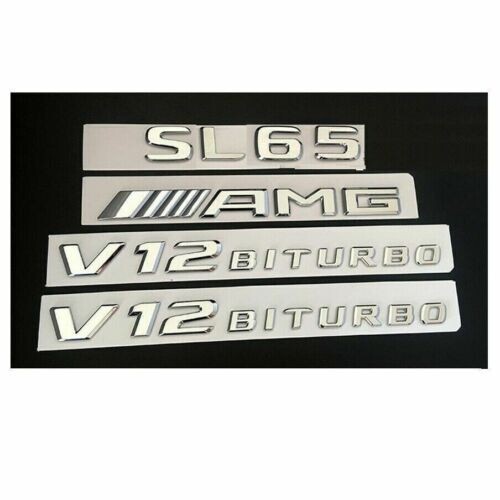 Chrome SL65 AMG V12 BITURBO Trunk Fender Badges Emblems Emblem for ...