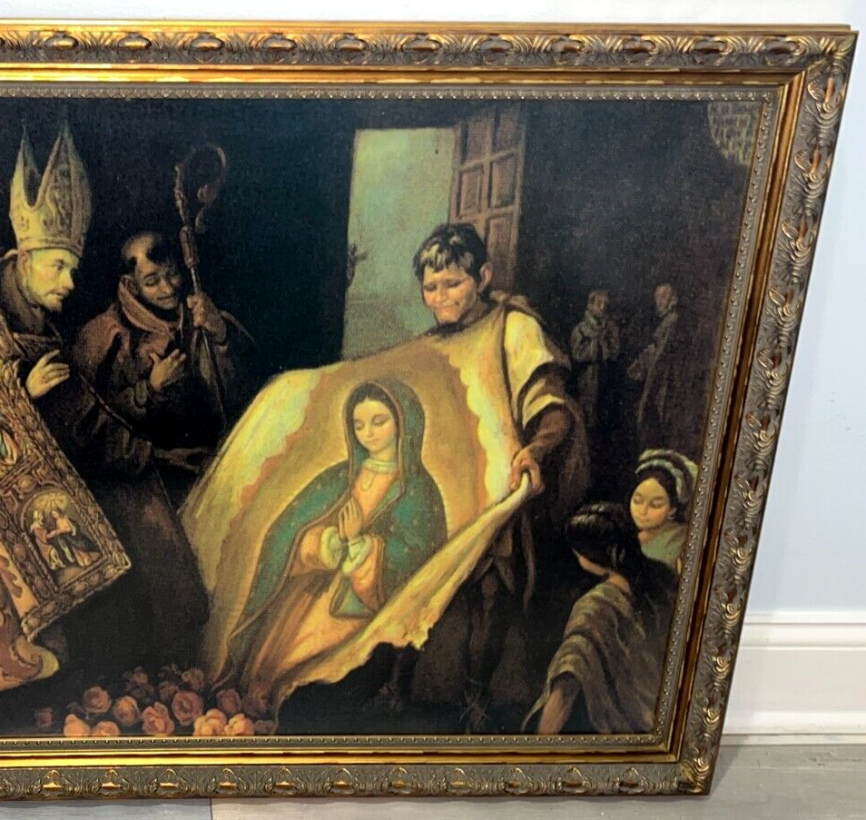 RARE LARGE FRAMED OUR LADY OF GUADALUPE APPARITION PRINT FROM NUNS ...