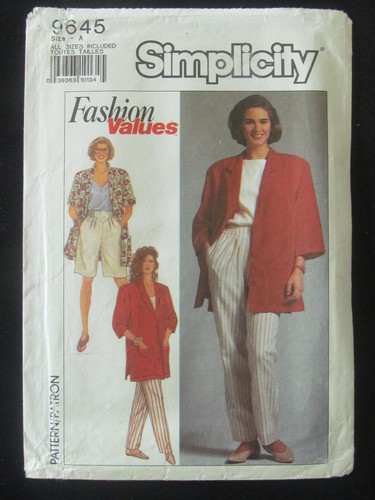 SIMPLICITY PATTERN - 9645 LADIES JACKET PANTS SHORTS V-YOKE 8-18 PLUS ...
