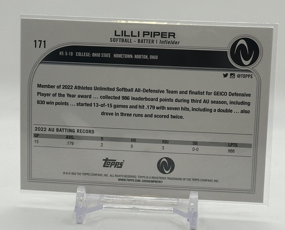 2023 Topps Athletes Unlimited Base Rainbow Foil Silver Card #171 Lilli ...