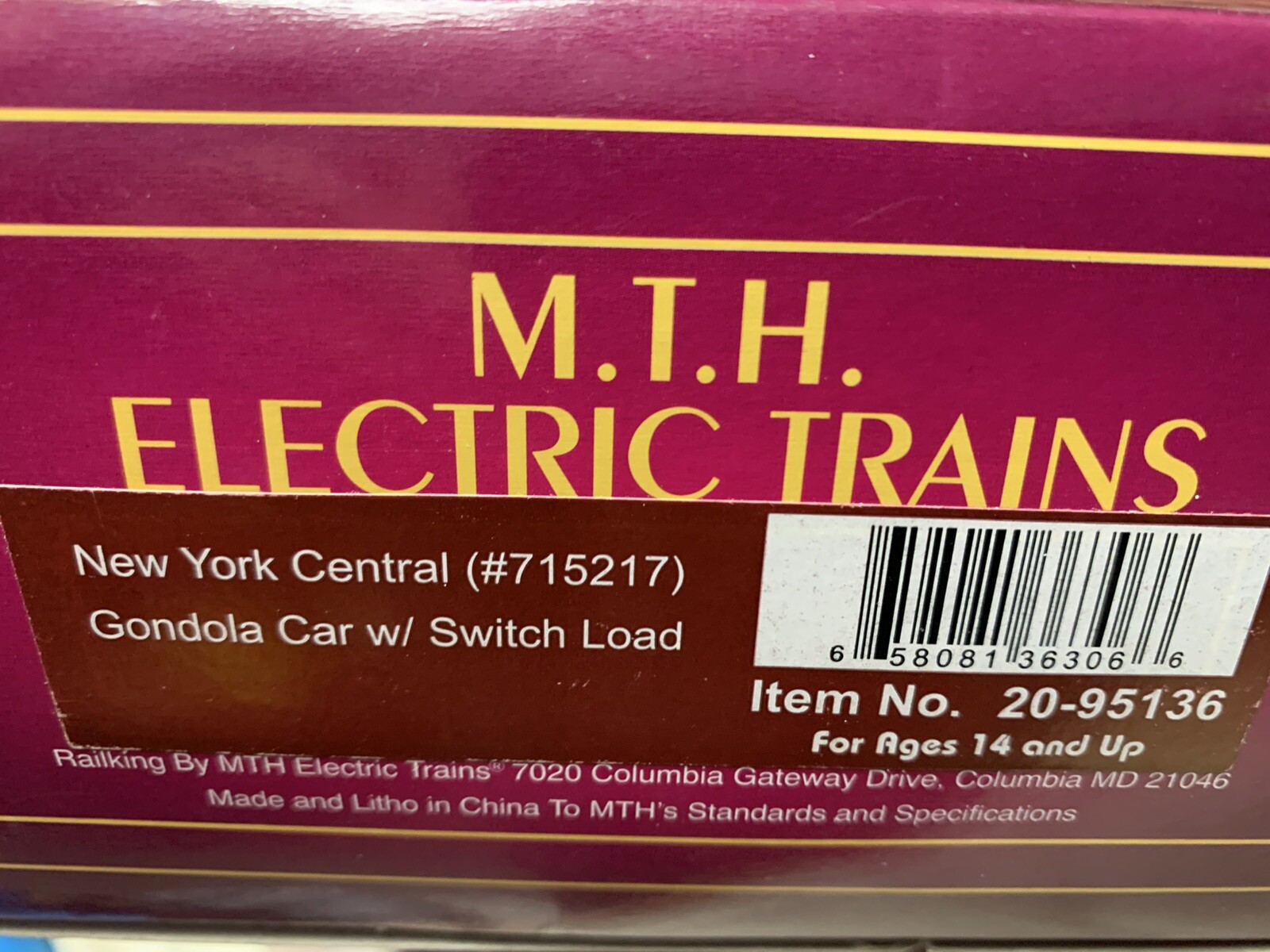 MTH PREMIER NYC GONDOLA CAR & SWITCH LOAD 20-95136 NEW! CRANE MOW YORK ...