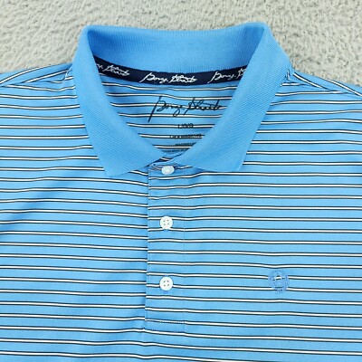 George Strait Polo Shirt Mens Large Blue Performance Outdoor Golf ...