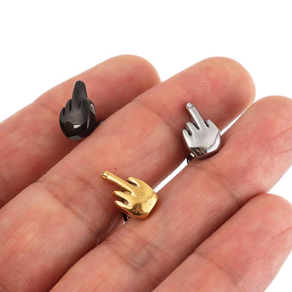 Male Female Punk Style Ear Dangler Stud Earring Earrings Middle Finger ...