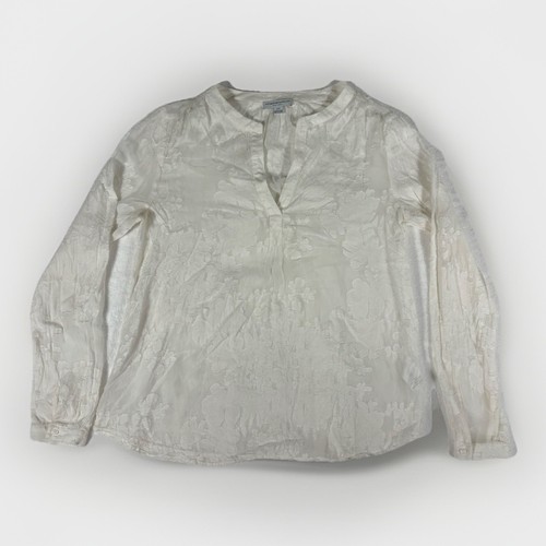 KATHERINE BARCLAY Tunic Top Small Montreal Cream Semi-Sheer Floral ...