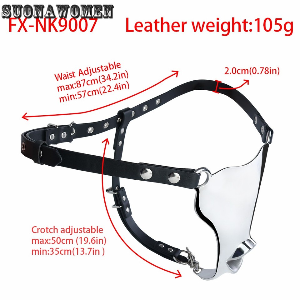 Heavy Metal Briefs Male Hollow Cages With PU Chastity Belt Bondage BDSM ...