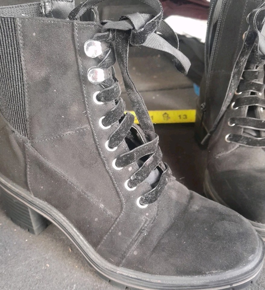 distressed black Crown Vintage woman's size 6 black suede boots y2k ...