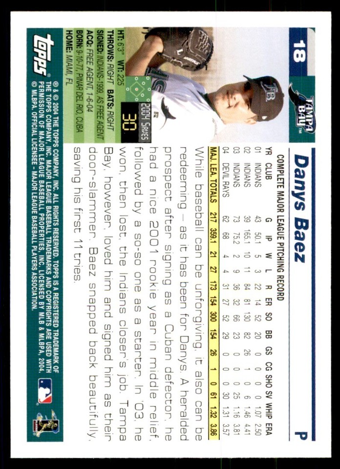 2005 Topps Danys Baez Baseball Cards #18 | eBay