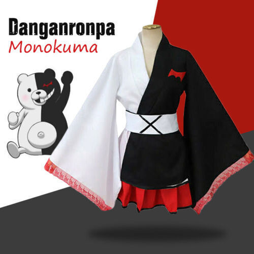 Danganronpa Monokuma Black White Bear Cosplay Costume Women Kimono ...