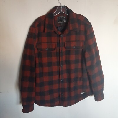 Jachs NY Wool Jacket Shacket Quilted Lining Burnt Orange Plaid Classic ...