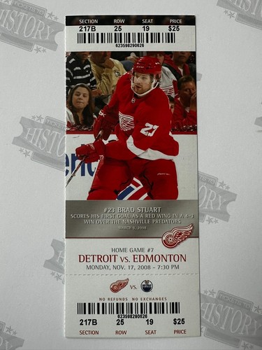 2008 Edmonton Oilers at Detroit Red Wings Ticket 11/17/08 | eBay