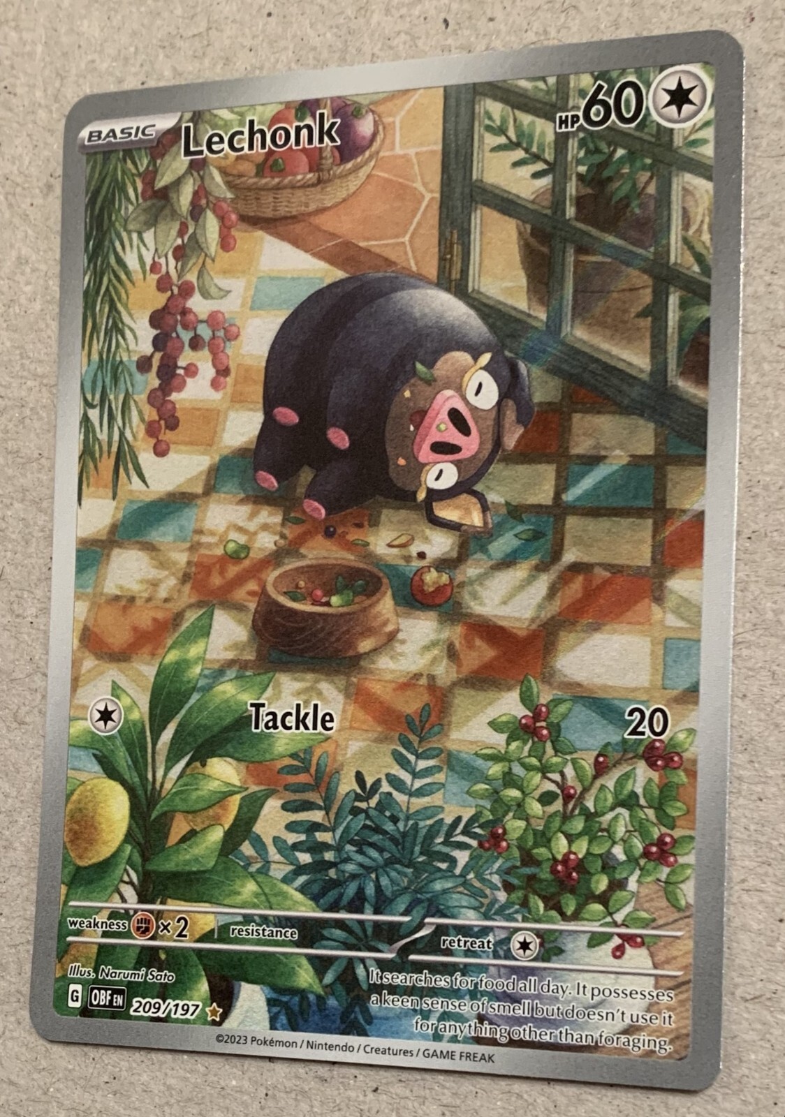 Pokémon: S&V Obsidian Flames Lechonk Full Art Sec. Illust. Rare 209/197 ...