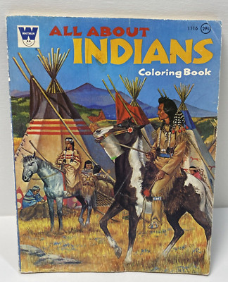 Vintage Whitman Coloring Book All About Indians # 1116 | eBay