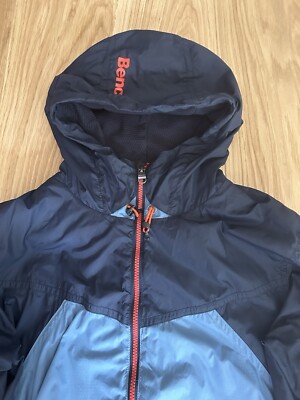 BENCH Herren leichte Jacke Windbreaker mit Kapuze Gr. M blau Topzustand ...