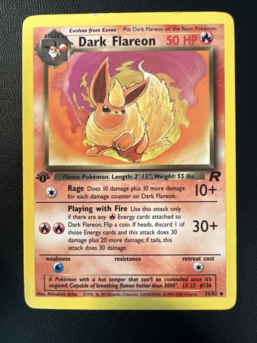 1st Edition Dark Flareon 35/82 Team Rocket Set Rare Vintage Pokemon ...