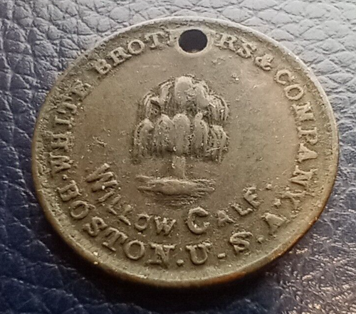 WHITE BROTHERS & COMPANY WILLOW CALF. BOSTON USA GOOD LUCK TOKEN / COIN ...