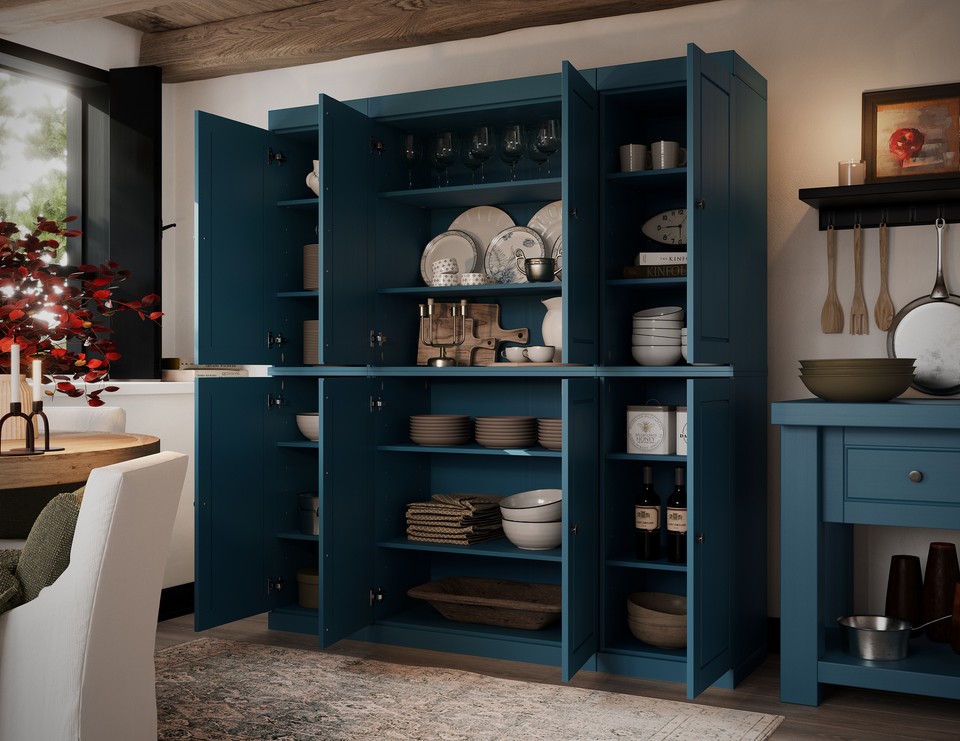 100% Solid Wood Modular China Pantry Buffet w glass/solid door by ...