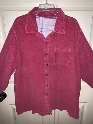 LL Bean Pink 2X Plaid Flannel Lined Shacket Jacket Mint Cond Warm Barn ...