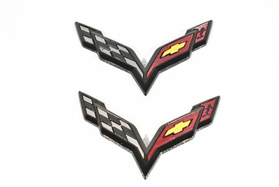 Emblem Set Black Edge Front Rear For 14-19 Corvette C7 | eBay