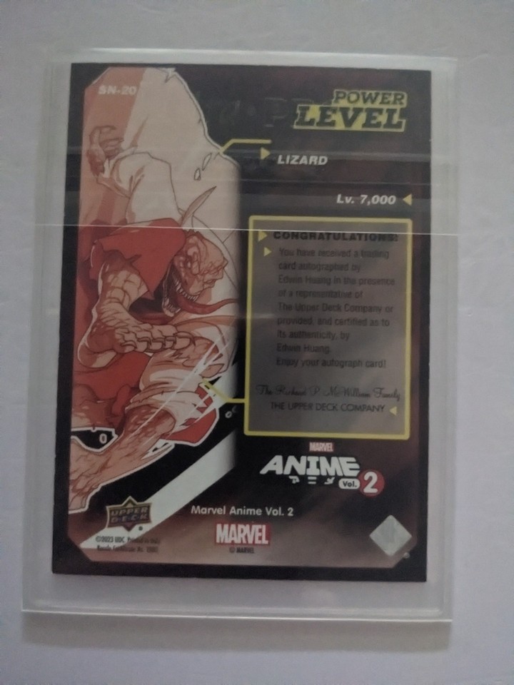 2023 UD Marvel Anime Edwin Huang 027/100 Auto Lizard Power Level #SN-20 ...