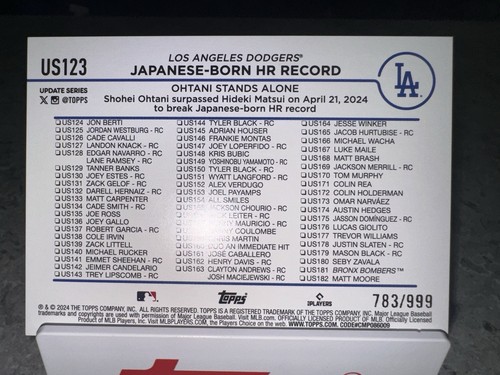 2024 Topps Update Highlights Checklist Dodger Blue Holo Foil 783/999 | eBay