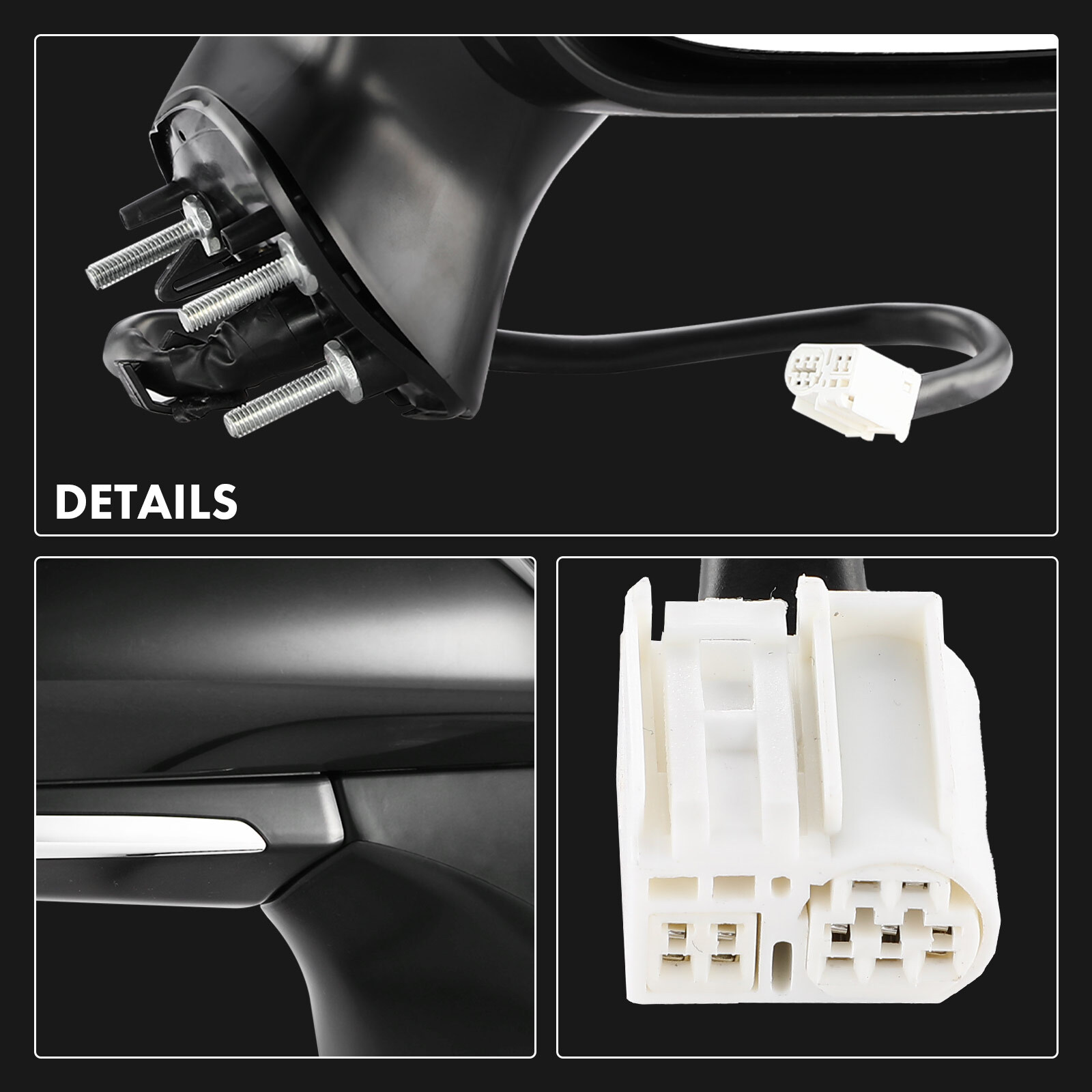 Right Passenger Black Powered Heated Mirror w/ 7 Pins for Toyota Camry ...