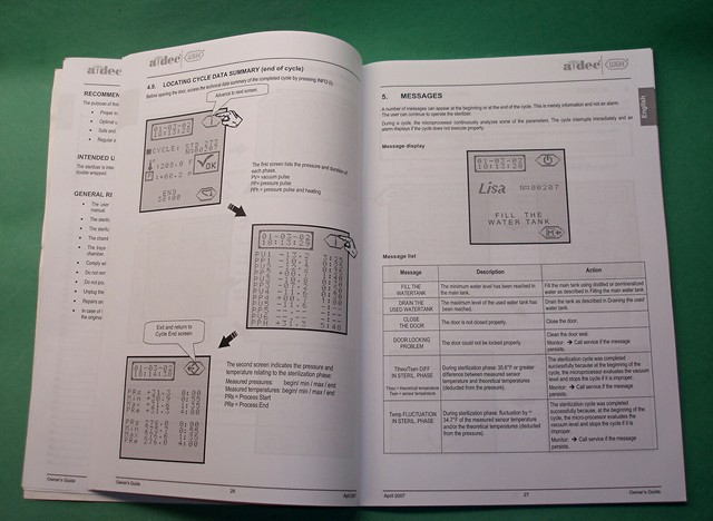Adec Lisa MB17 Autoclave Water Steam Sterilizer Owners Guide for sale ...