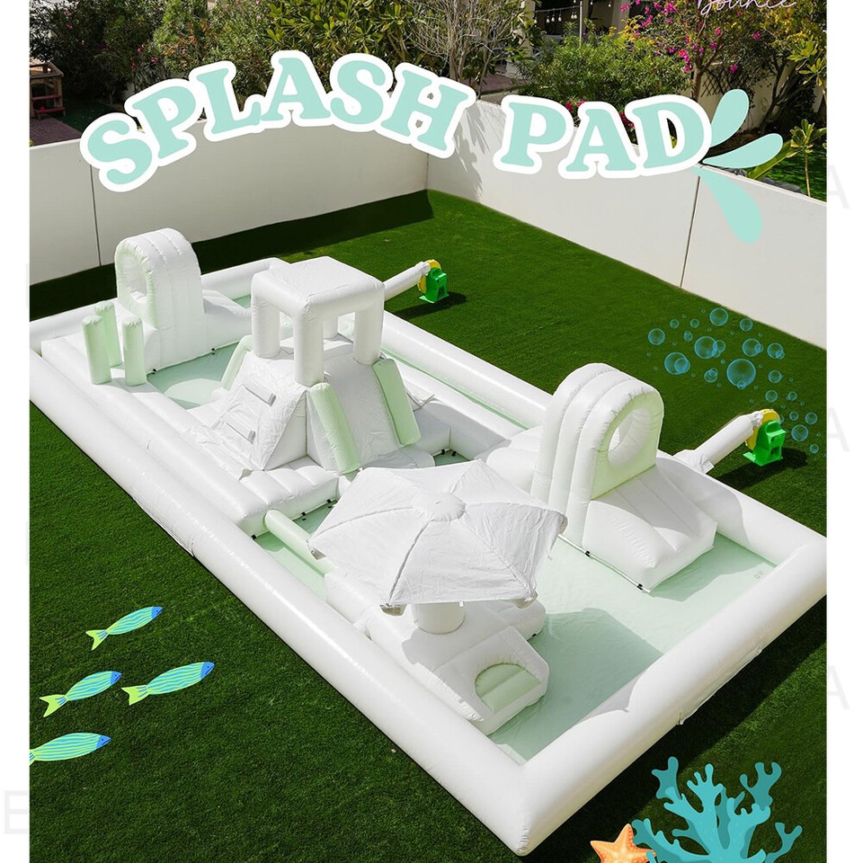 20FT Splash Pad Water Park Slide Combo Inflatable Obstacle Course ...