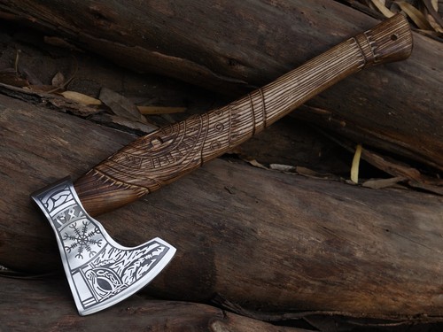 EDC Custom hand Made Tomahawk Axe carbon steel Blade Viking axe W/L ...