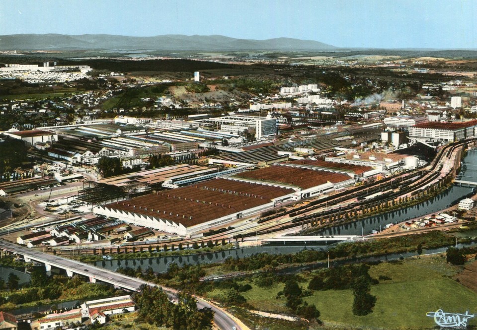 Montbeliard aerial general view plus 1 map offered factories Peugeot de ...