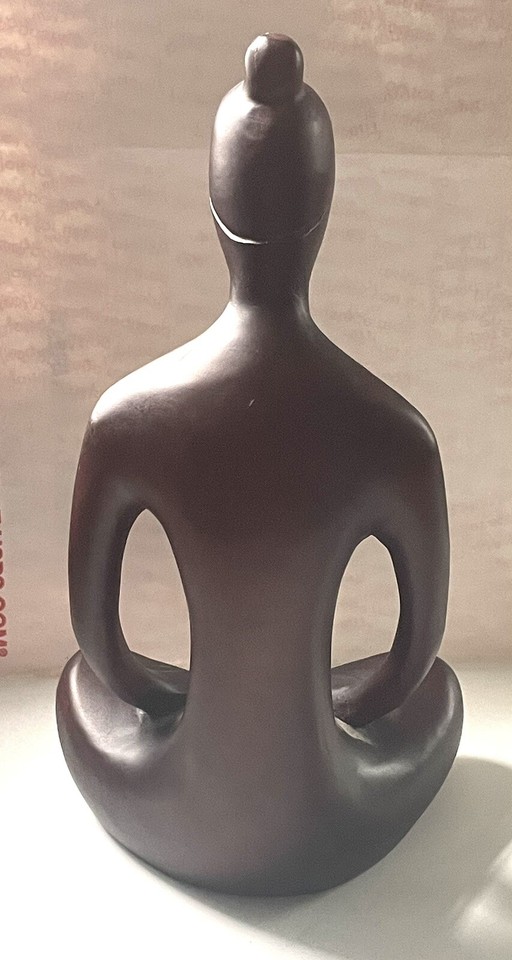 Zen Table Statue. Yoga Pose. Dark Brown Wood Lady Figurine | eBay