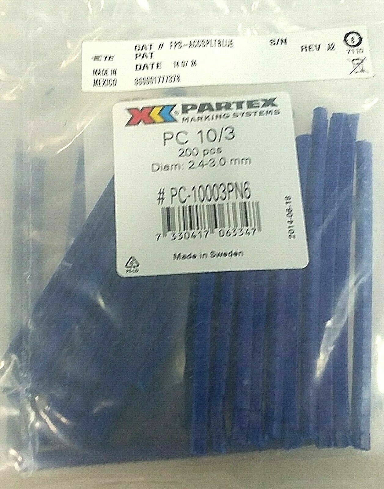 Partex Marking Systems PC 10/3 200 pcs Cable Marker. Part #PC-10003PN6 ...