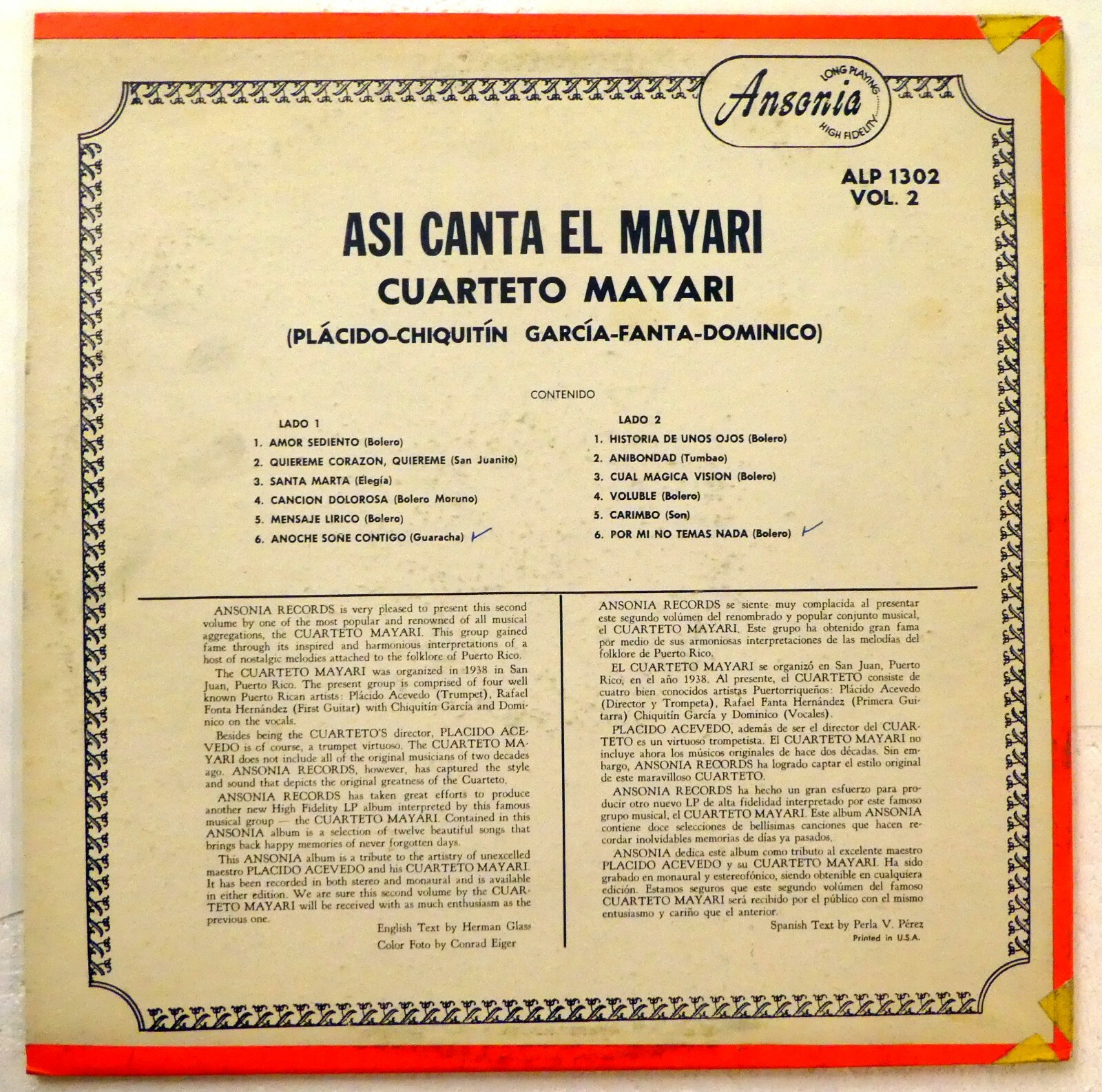 Cuarteto MAYARI Asi Canta el Mayari LP Latin Bolero, Guaracha, Son VG+ ...
