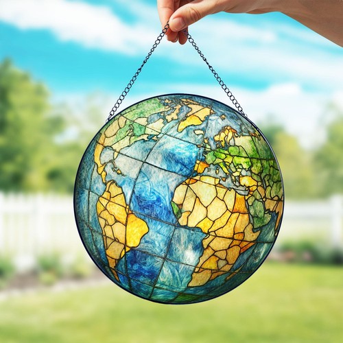 Earth Design, Stained Glass Suncatcher, Planet Lover Gift | eBay
